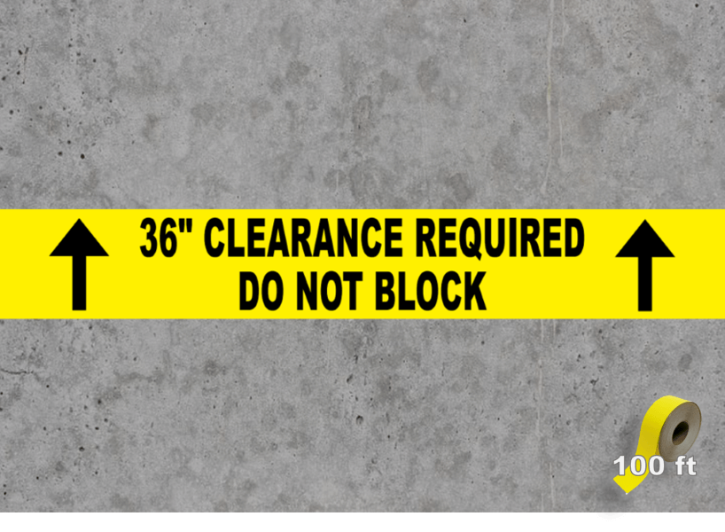 36" Clearance Required - Do Not Block Floor Tape – Pristine Products