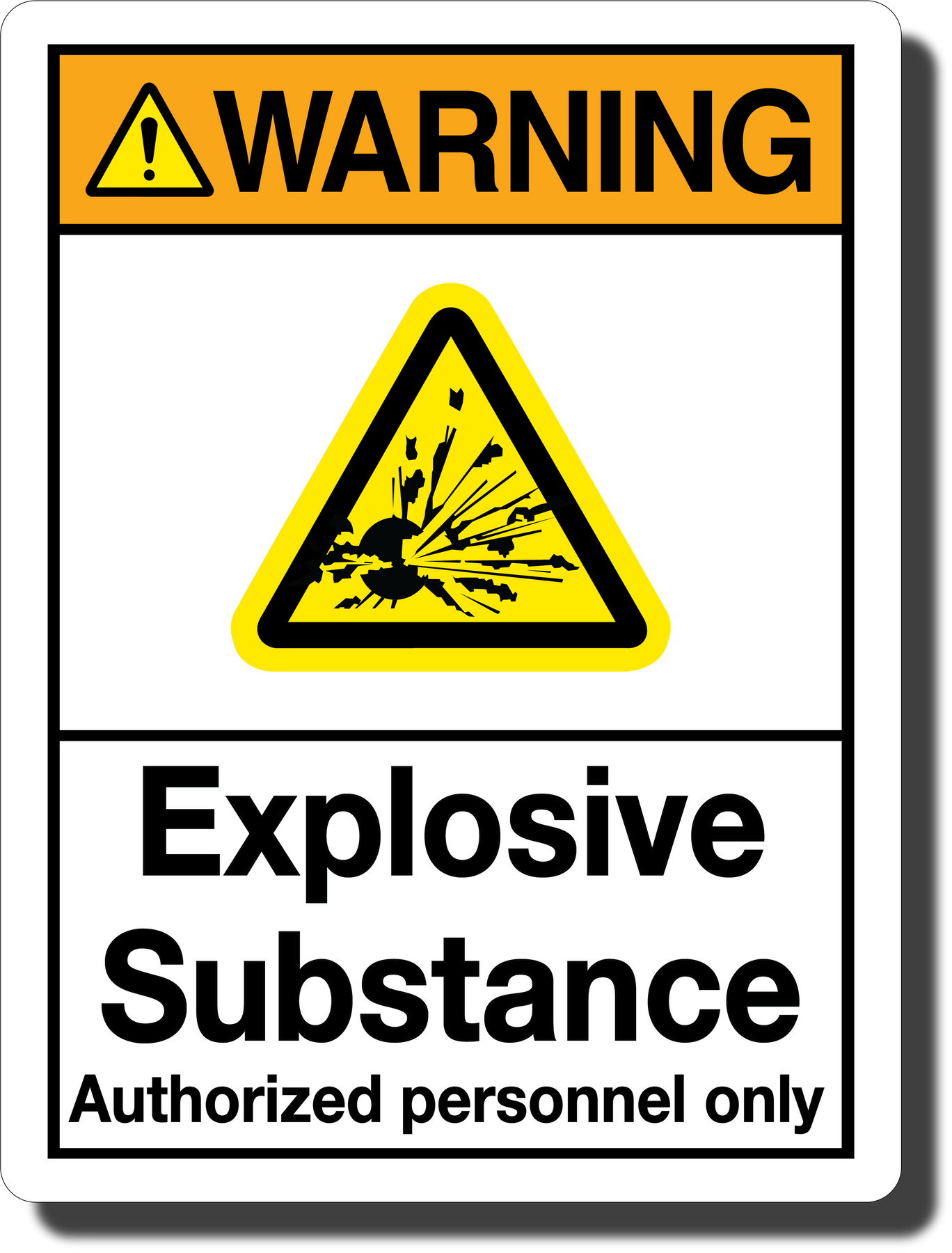 Warning Explosive Substance Aluminum Sign – Pristine Products