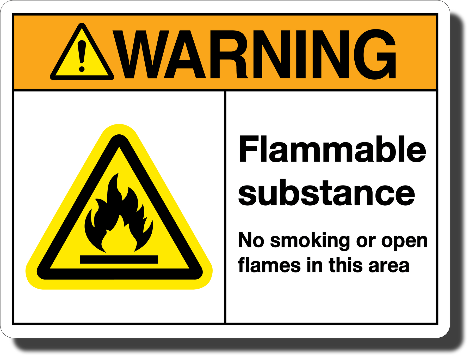Warning Flammable Substance Aluminum Sign – Pristine Products